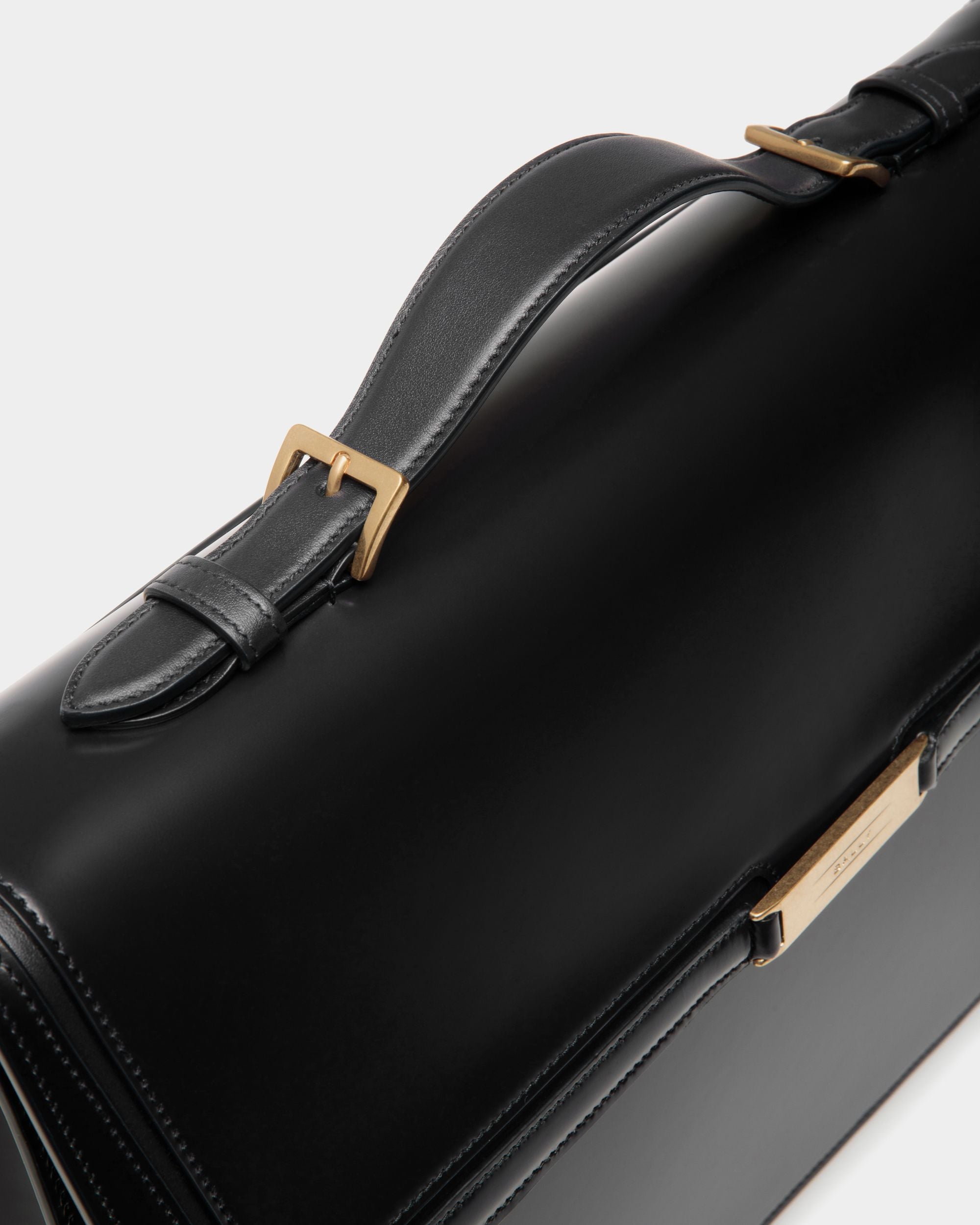 Men's Deco Briefcase in Black Brushed Leather | Bally