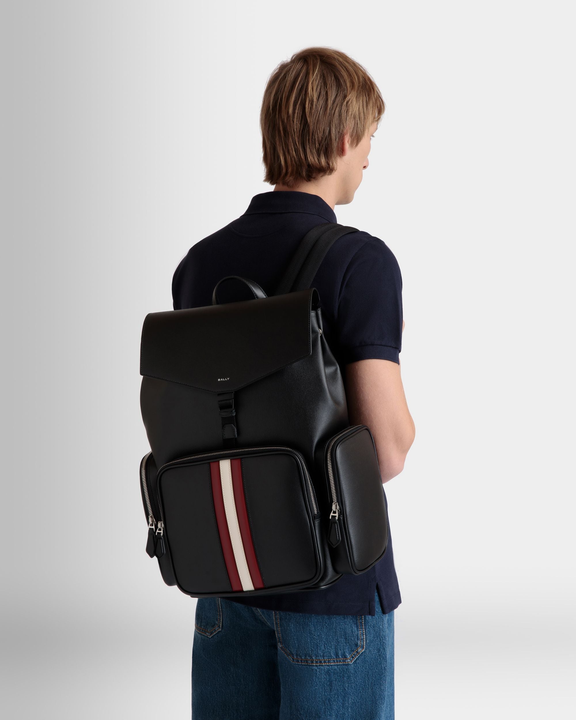 Men's Mythos Backpack in Black Recycled Leather | Bally