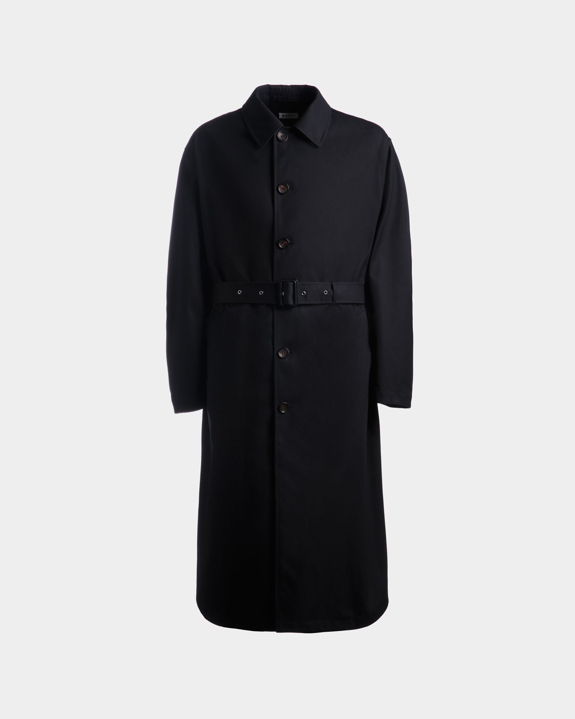 Men's Trench Coat in Navy Blue Mix Cotton | Bally