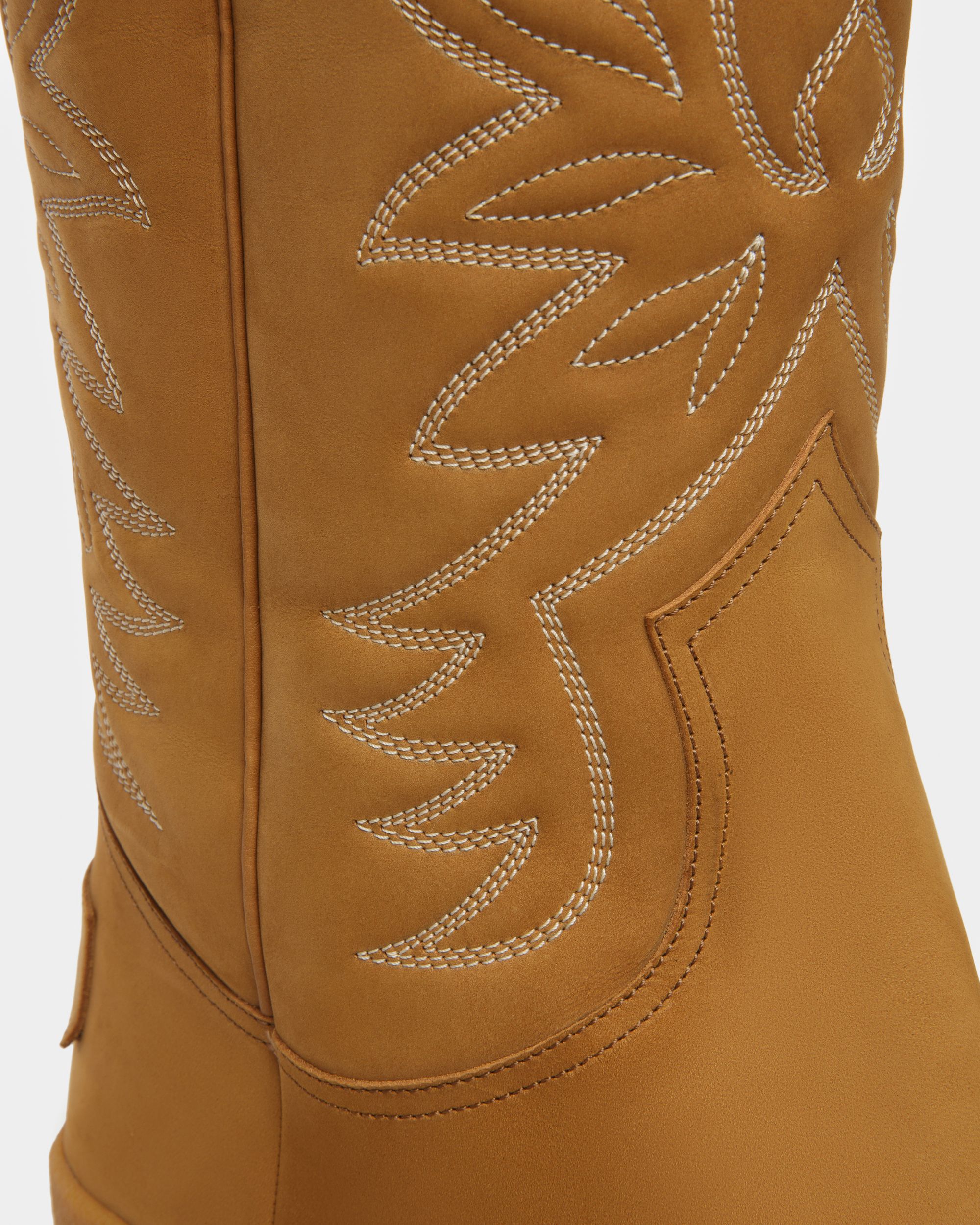 Men's Curling Collection Boot in Camel Nubuck with Embroidery | Bally