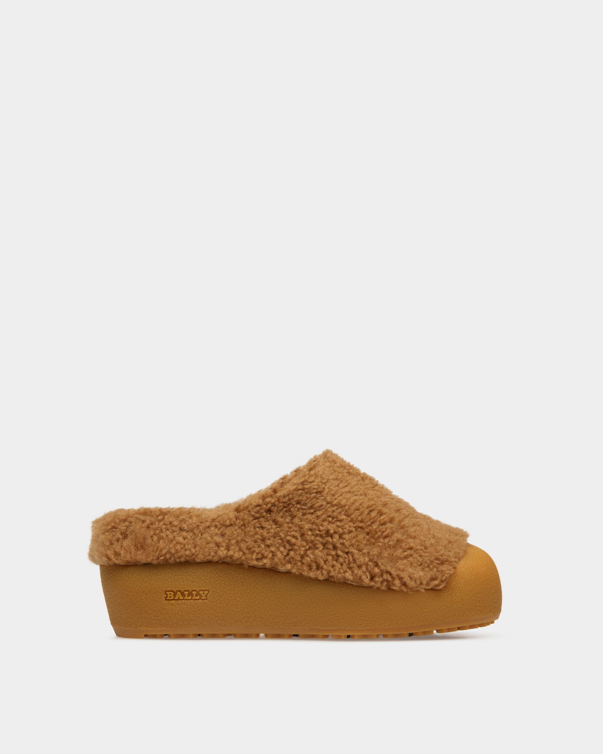 Women's Curling Collection Mule in Camel Shearling | Bally