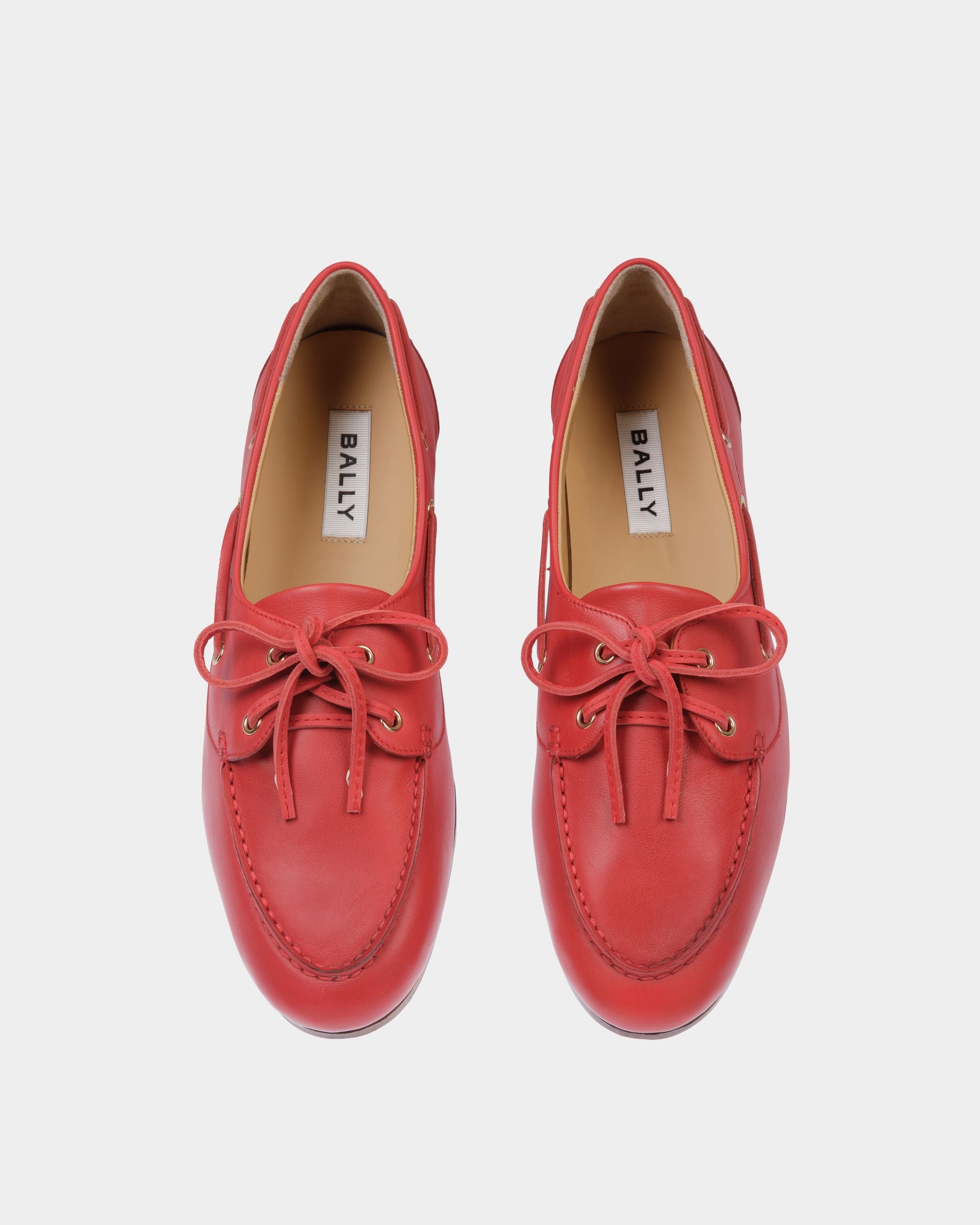 Women's Plume Moccasin in Red Leather | Bally