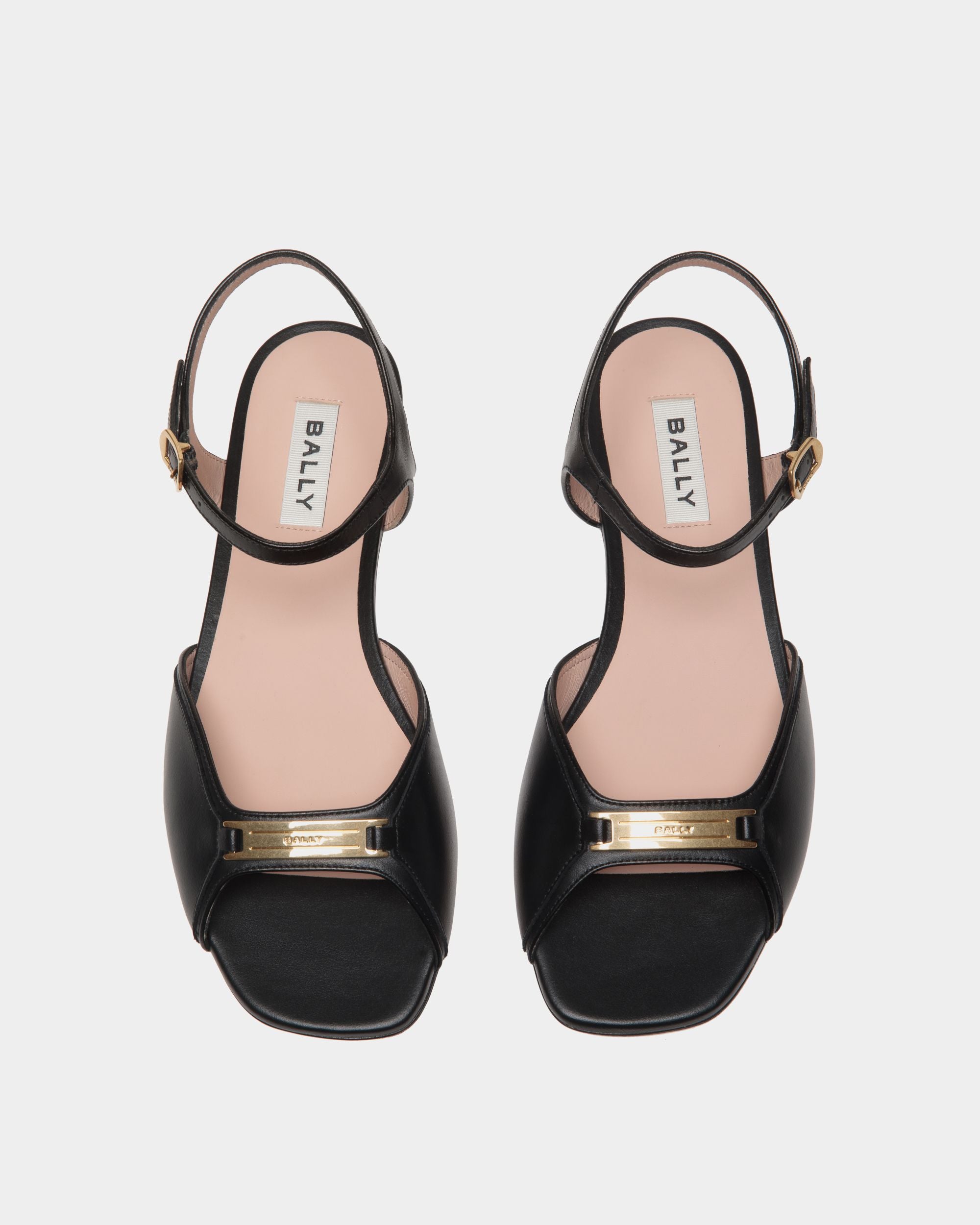 Women's Deco Flat Sandal in Black Leather | Bally