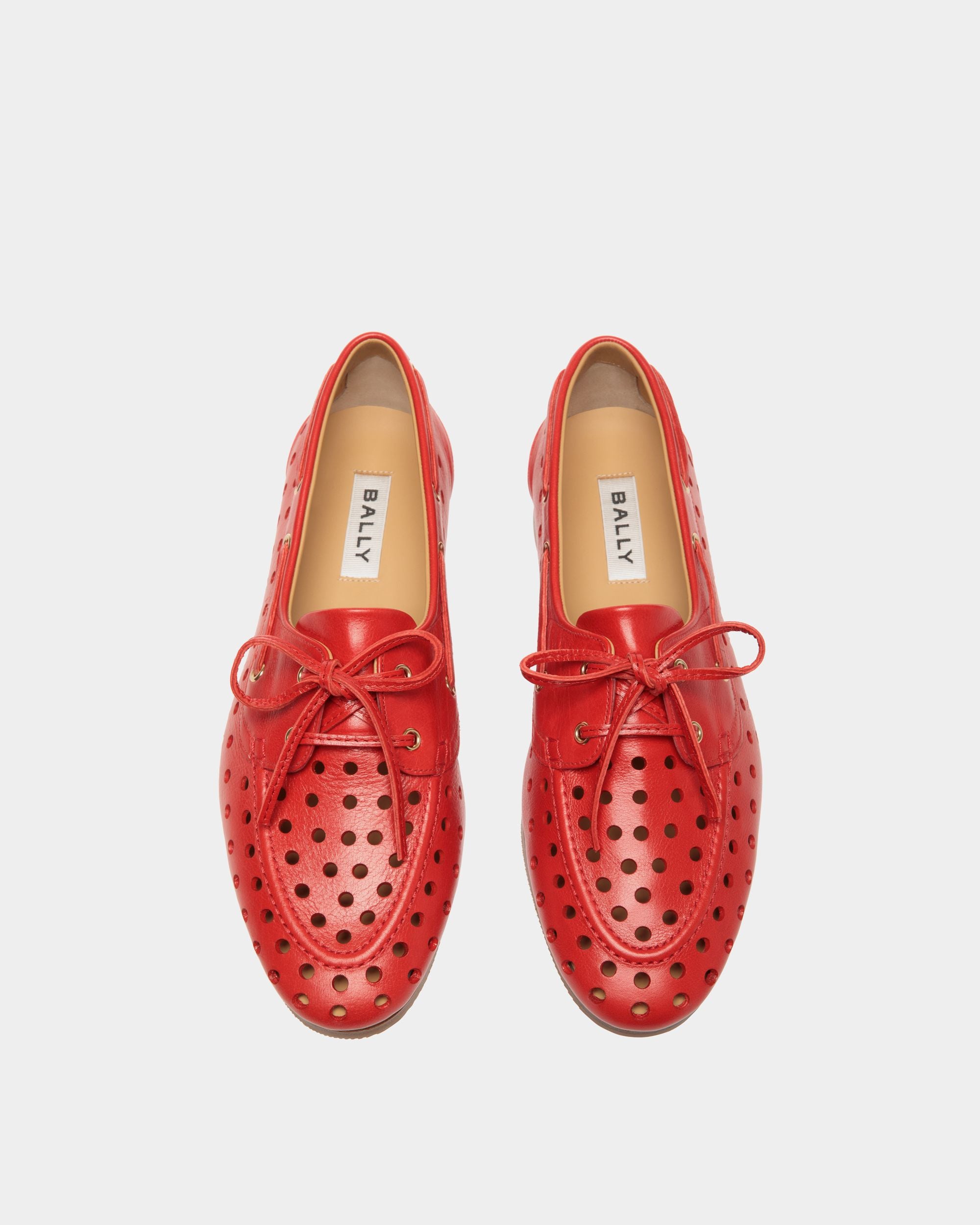 Women's Plume Moccasin in Red Leather | Bally