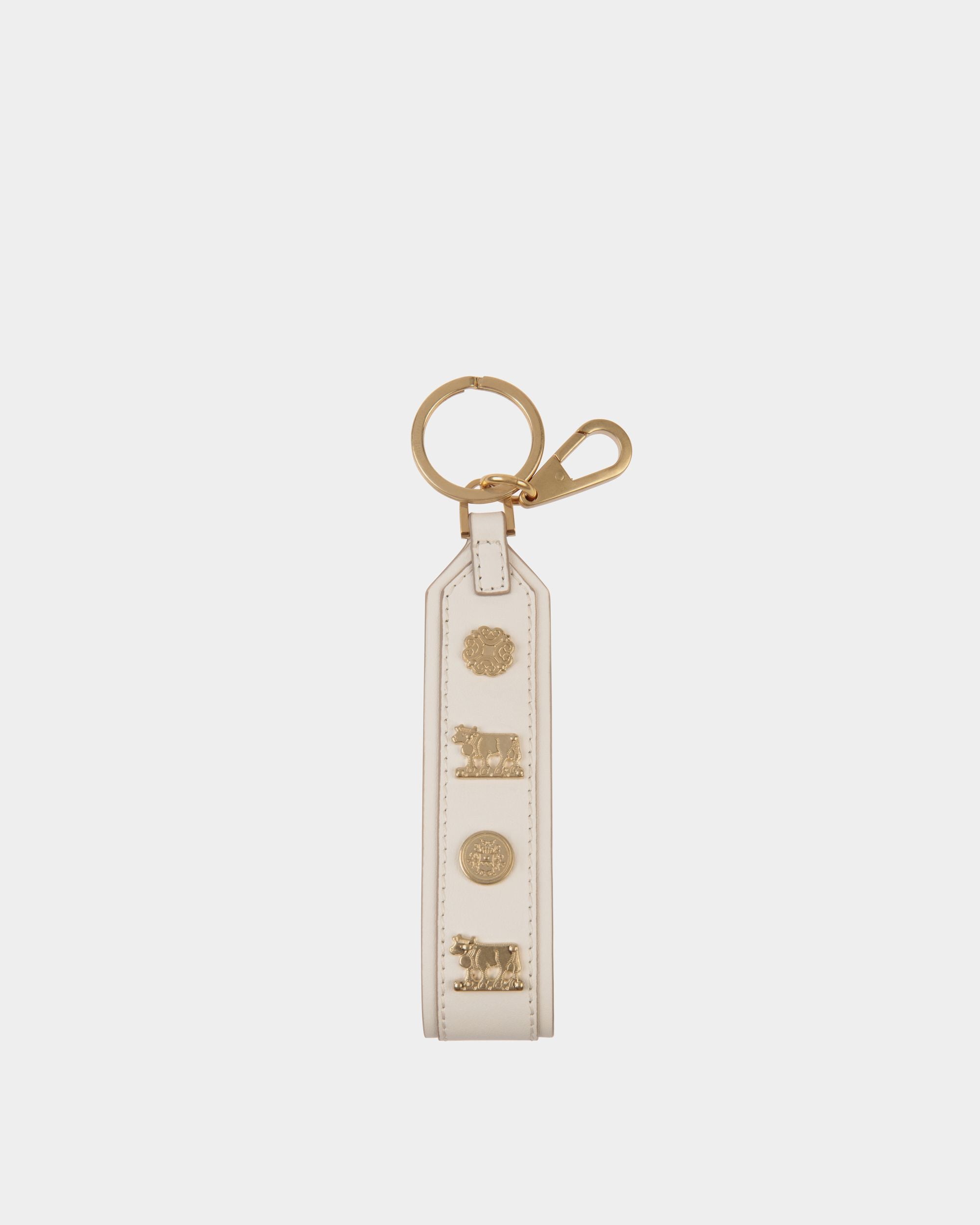 Women's Swissness Keychain With Studs In White Leather | Bally