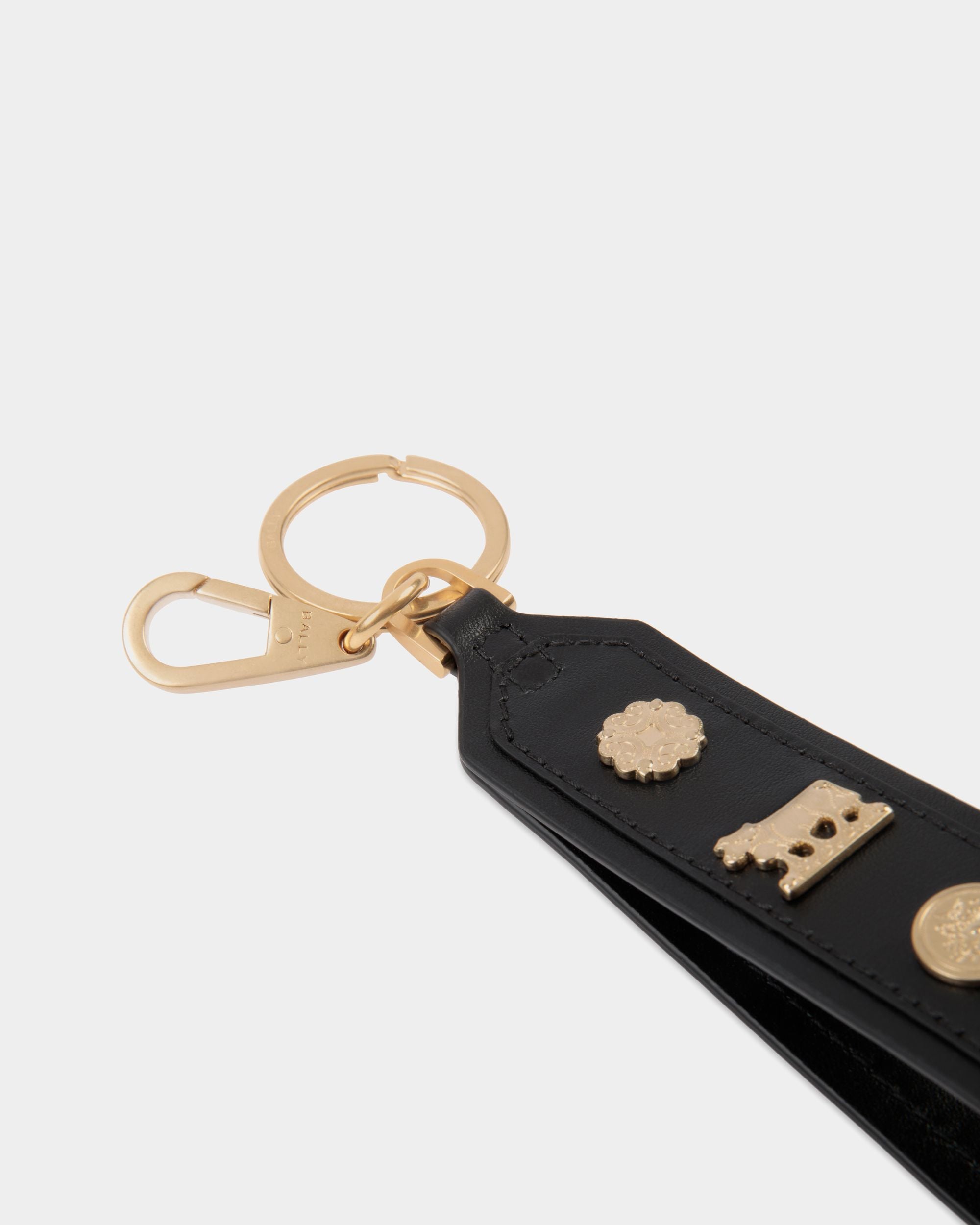 Women's Swissness Keychain With Studs In Black Leather | Bally