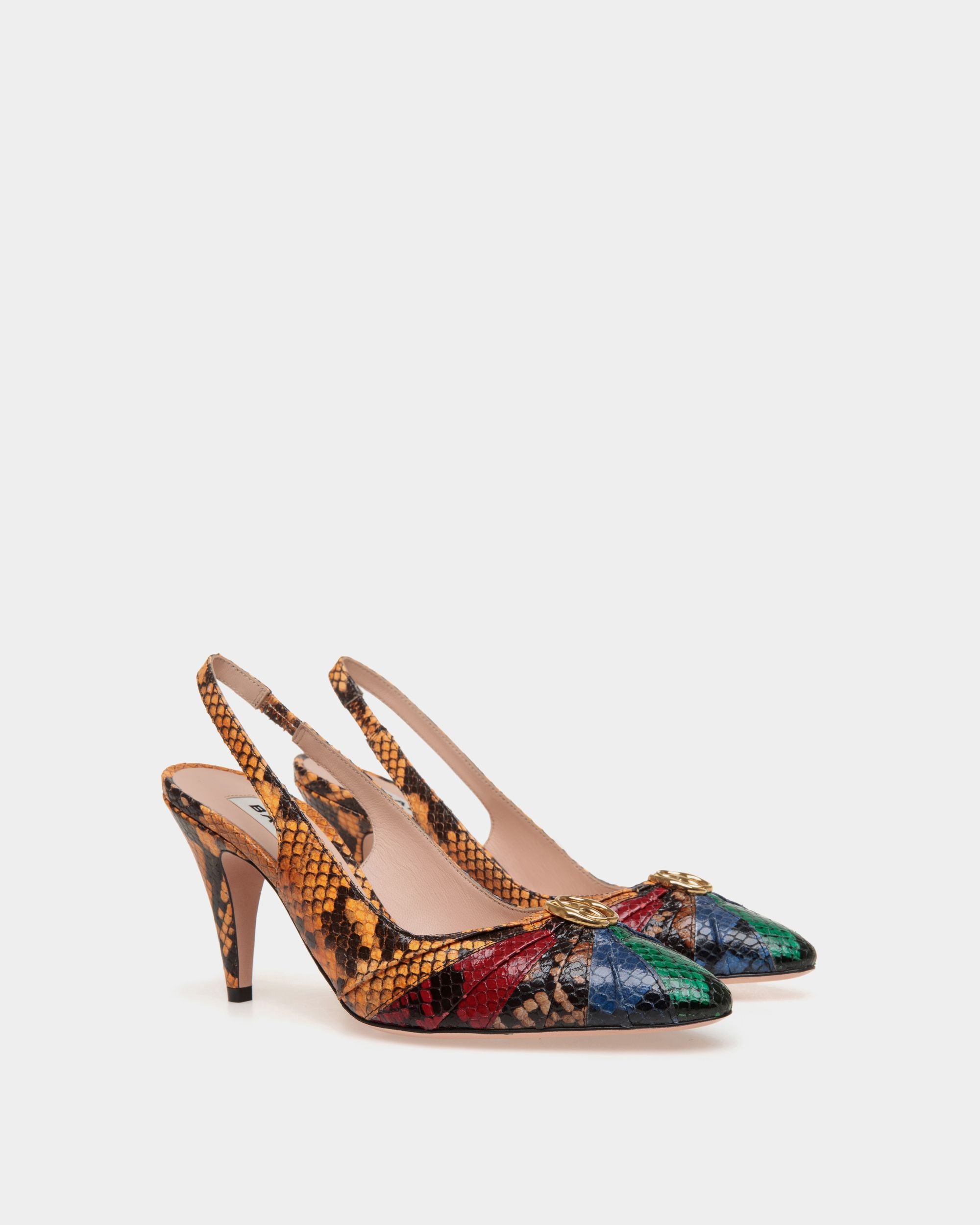 Women's Jolene Slingback Pump in Multicolor Python Printed Leather | Bally